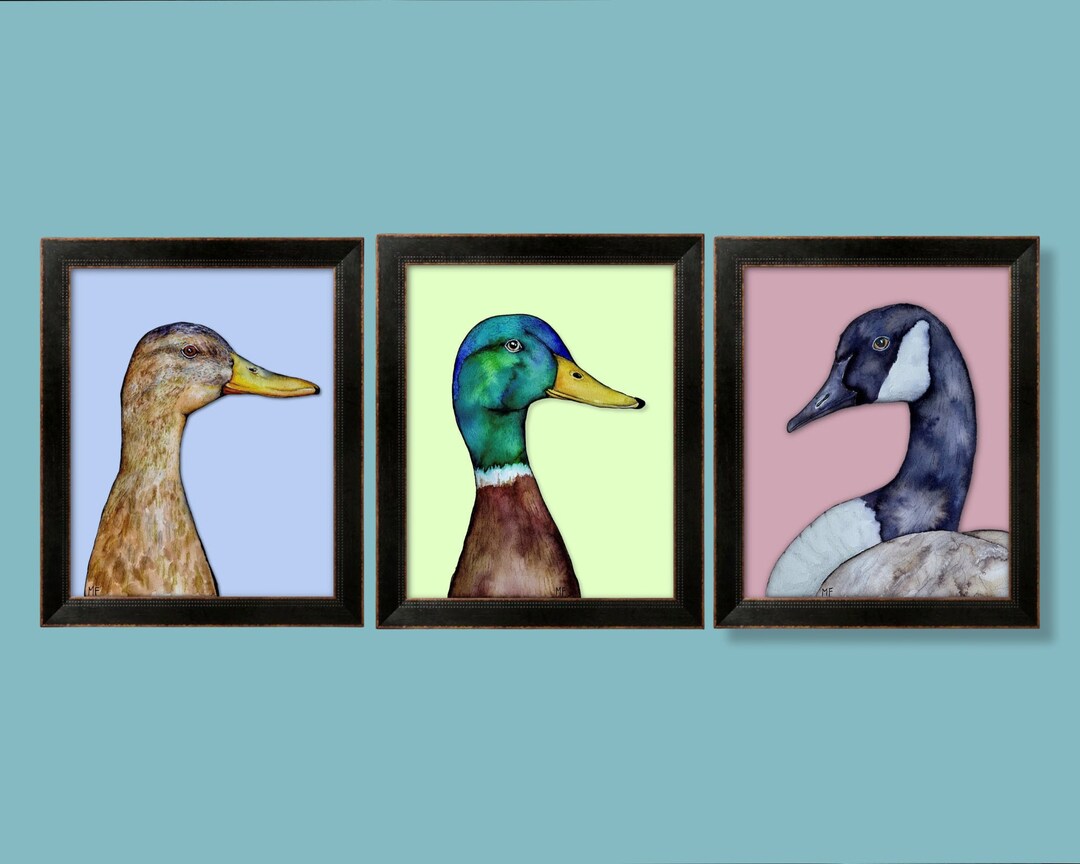 DUCK DUCK Goose/duck Art Prints/set of 3/goose Painting/nursery Art ...