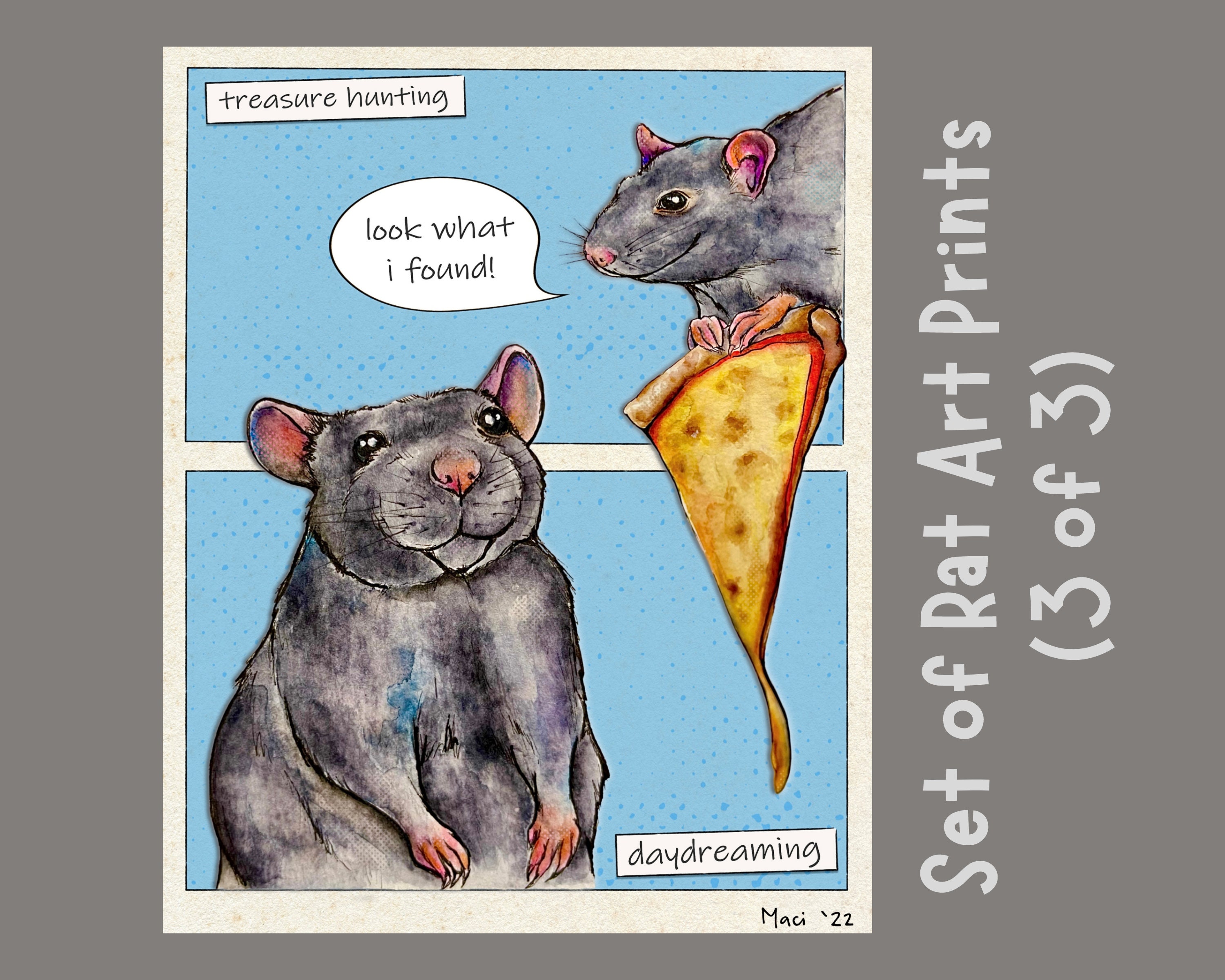 RAT COMIC ART / 8"x10" Art Prints / Set of 3 / Gift for Animal Lover - Etsy