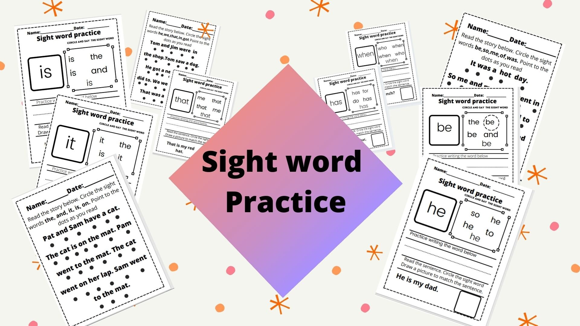 Beginning Readers Sight Word Practice - Etsy