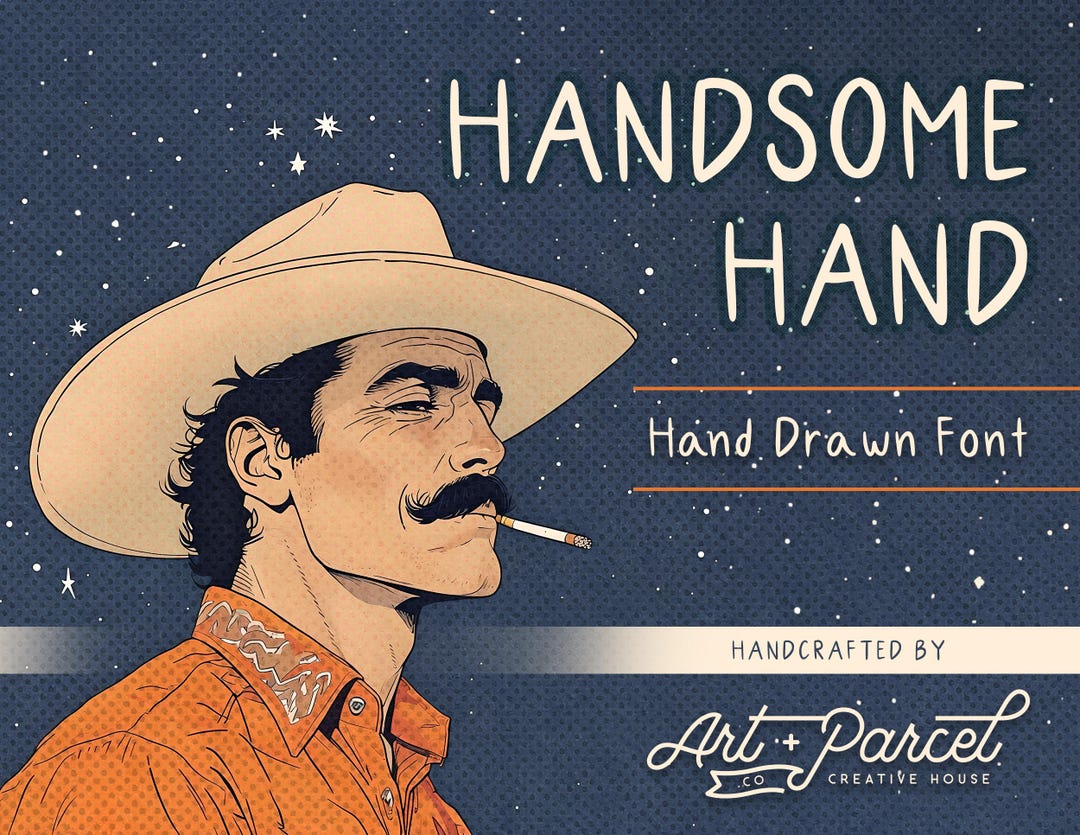Handsome Hand | Hand Drawn Font - Etsy