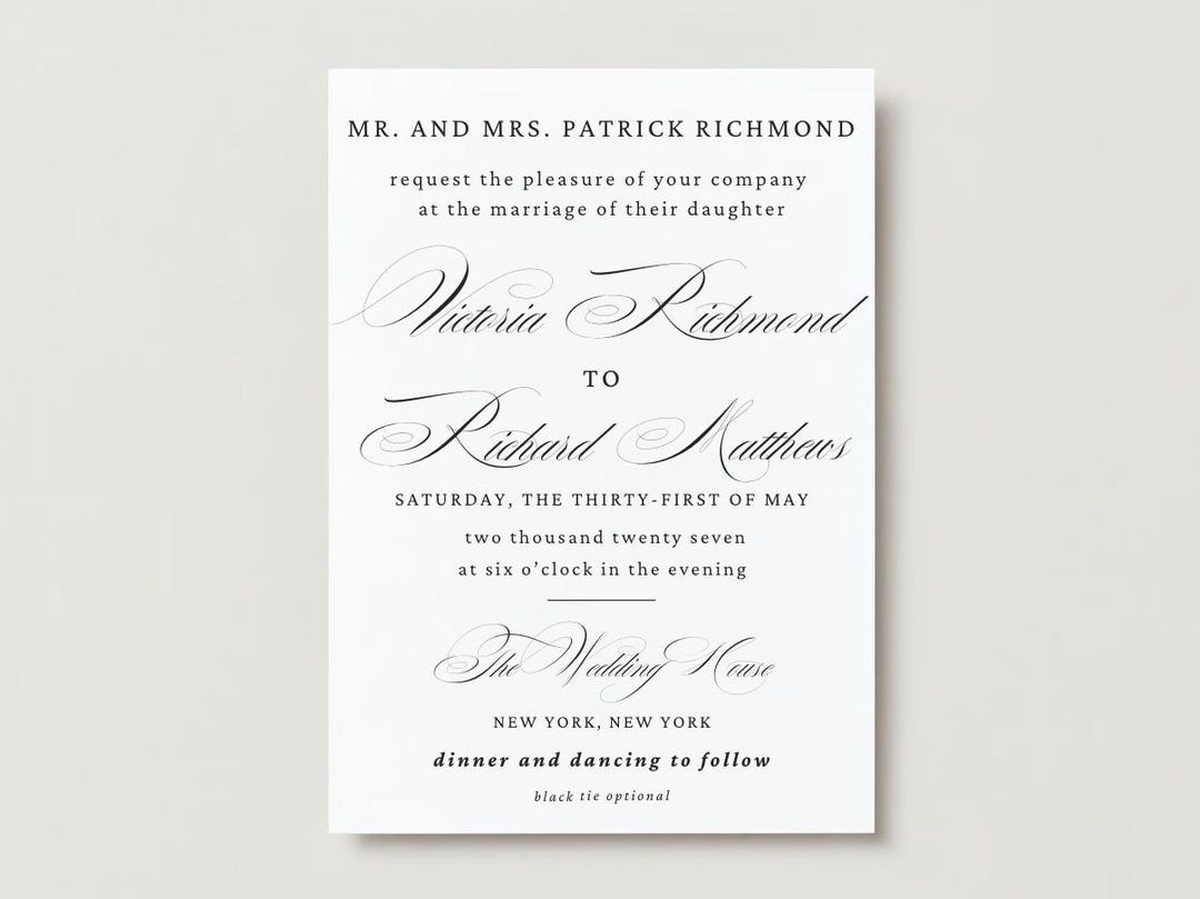 Formal Wedding Invite Template - Etsy