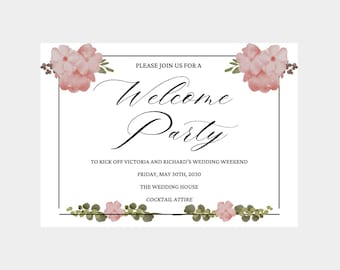 Elegant Wedding Welcome Party Invite Template [ 5x3.5 Enclosure Card ...