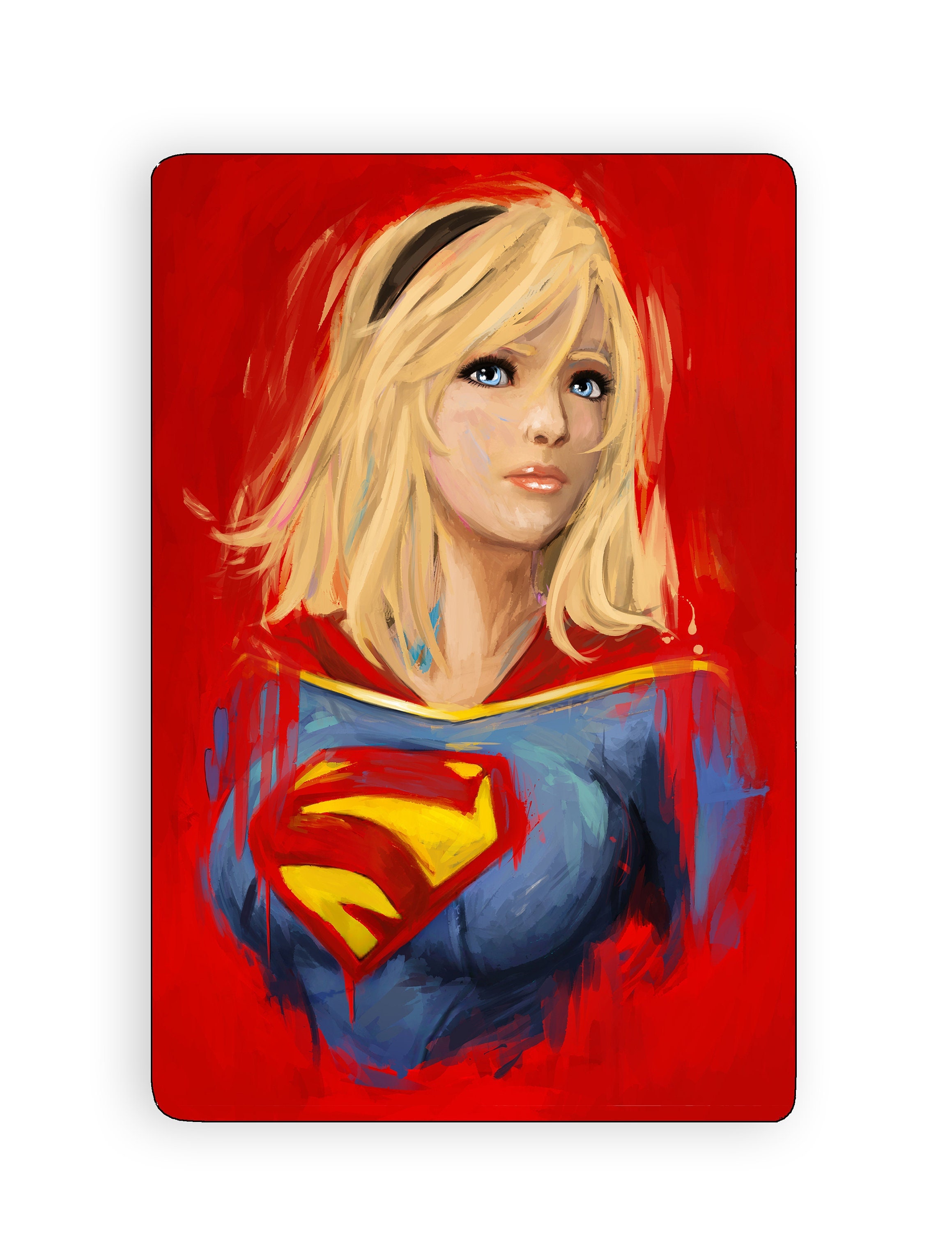 Giclée Prints Art & Collectibles Power girl painting portrait Linen ...