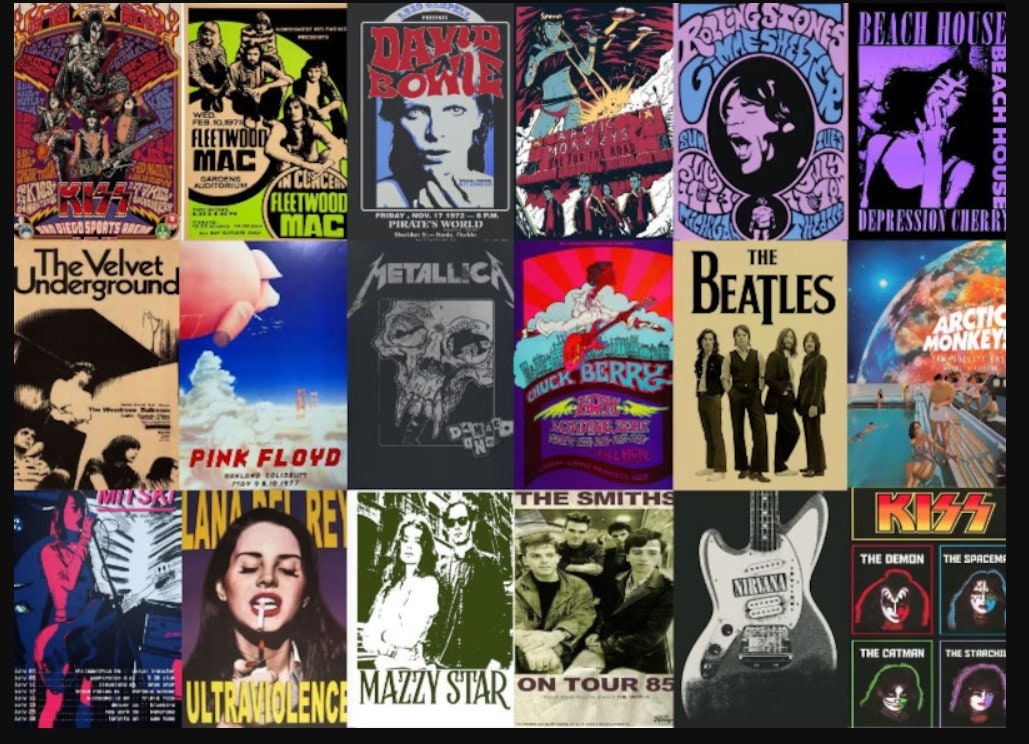 530PCS Vintage Concert Poster, Retro Band Poster, Classic Rock Posters ...