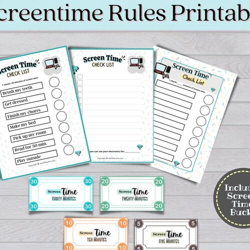 Screentime Rules Printable for Kids Screentime Reward Chart - Etsy