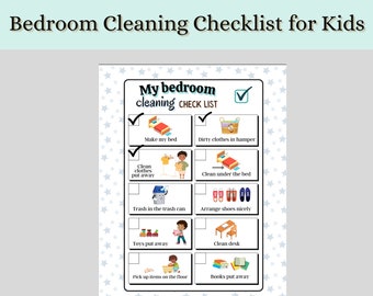 Bedroom Cleaning Checklist for Kids - Etsy