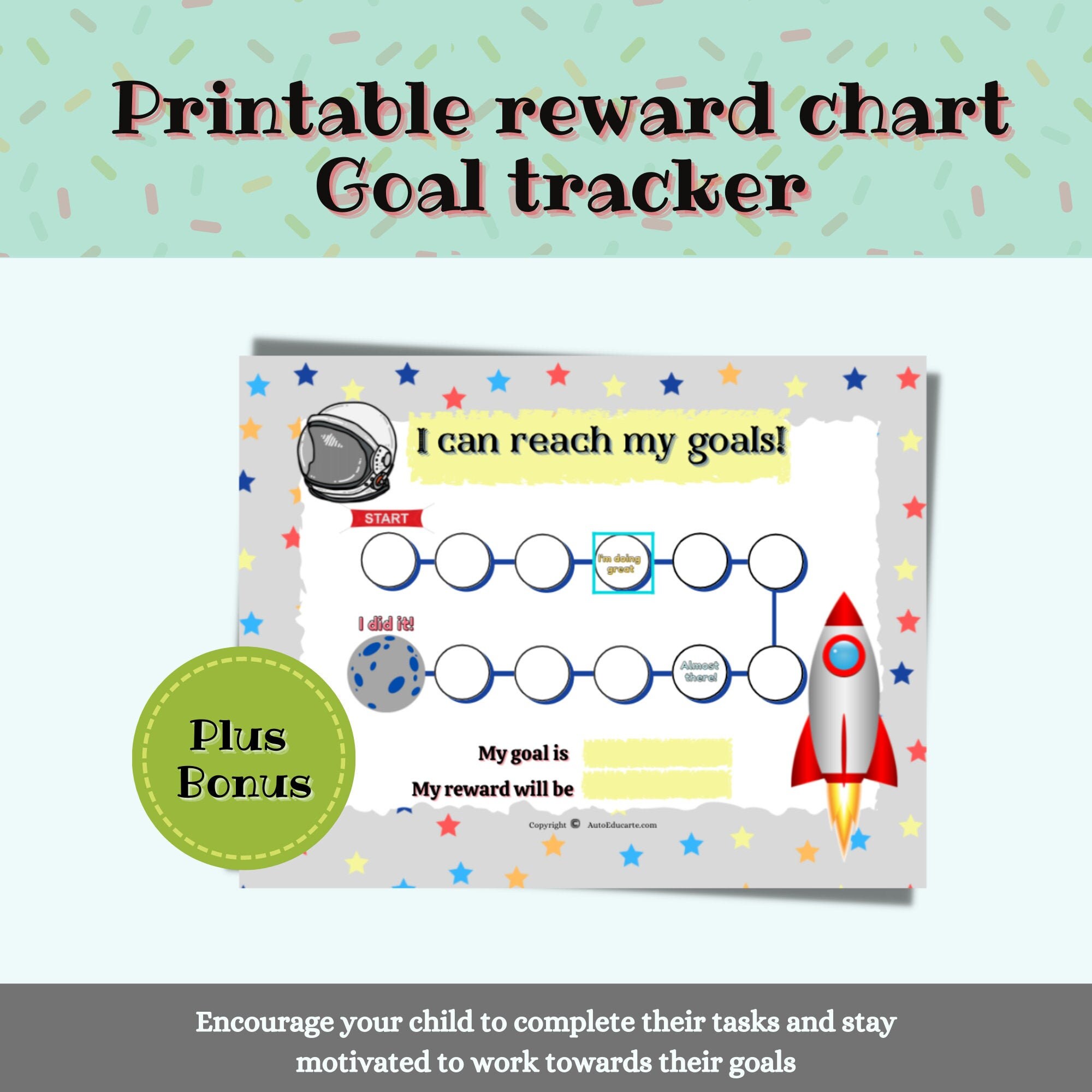 Space Goal Chart, Kids Printable Rewards Chart, Astronaut Chore Tracker ...