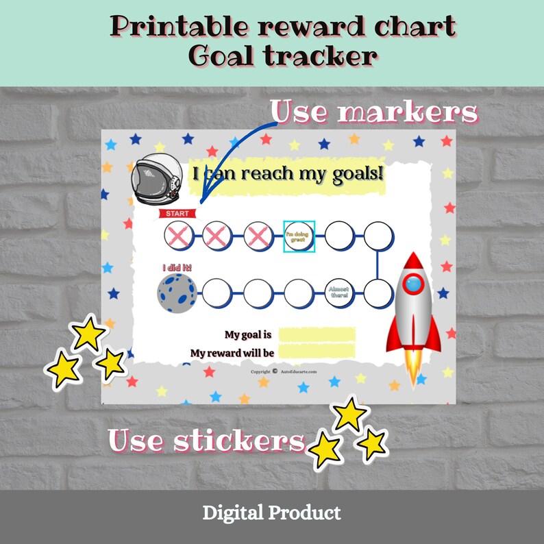 Space Goal Chart, Kids Printable Rewards Chart, Astronaut Chore Tracker ...