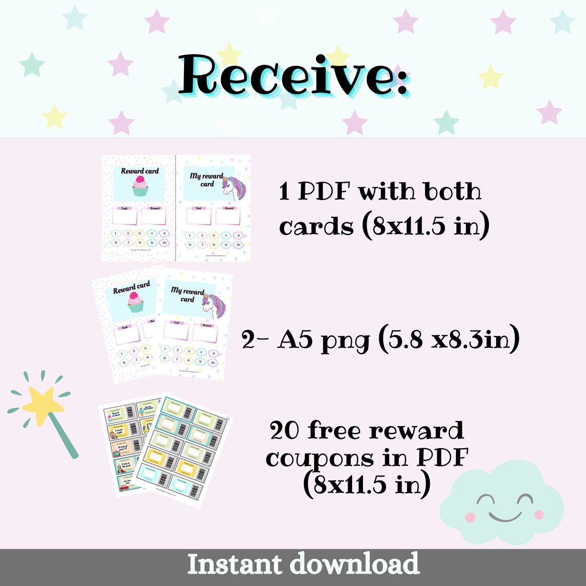 Kids Reward Card, Reward Chart for Kids, Responsibility Chart ...