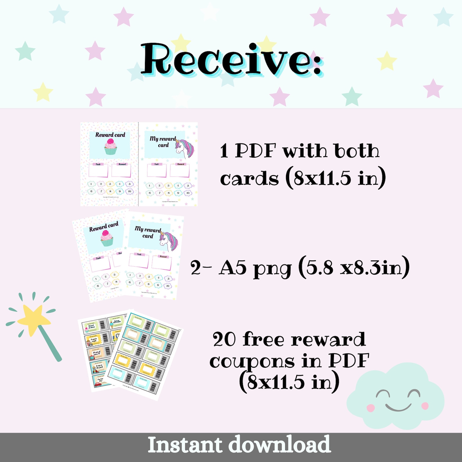 Kids Reward Card, Reward Chart for Kids, Responsibility Chart ...