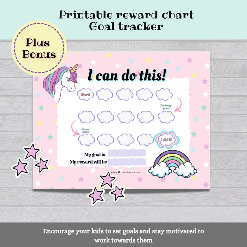 Unicorn Goal Chart, Kids Printable Rewards Chart, Chore Tracker ...