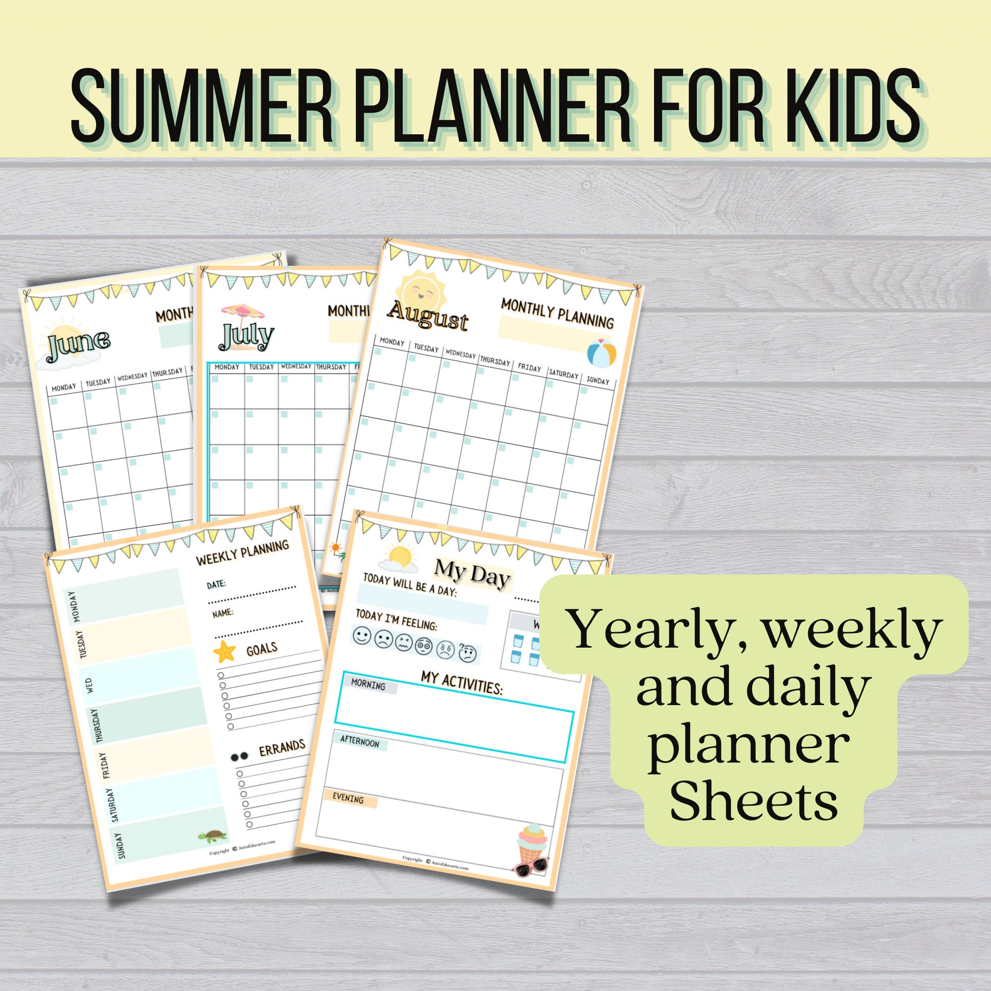 Printable Summer Activity Planner | Summer Calendar | Summer Activities ...