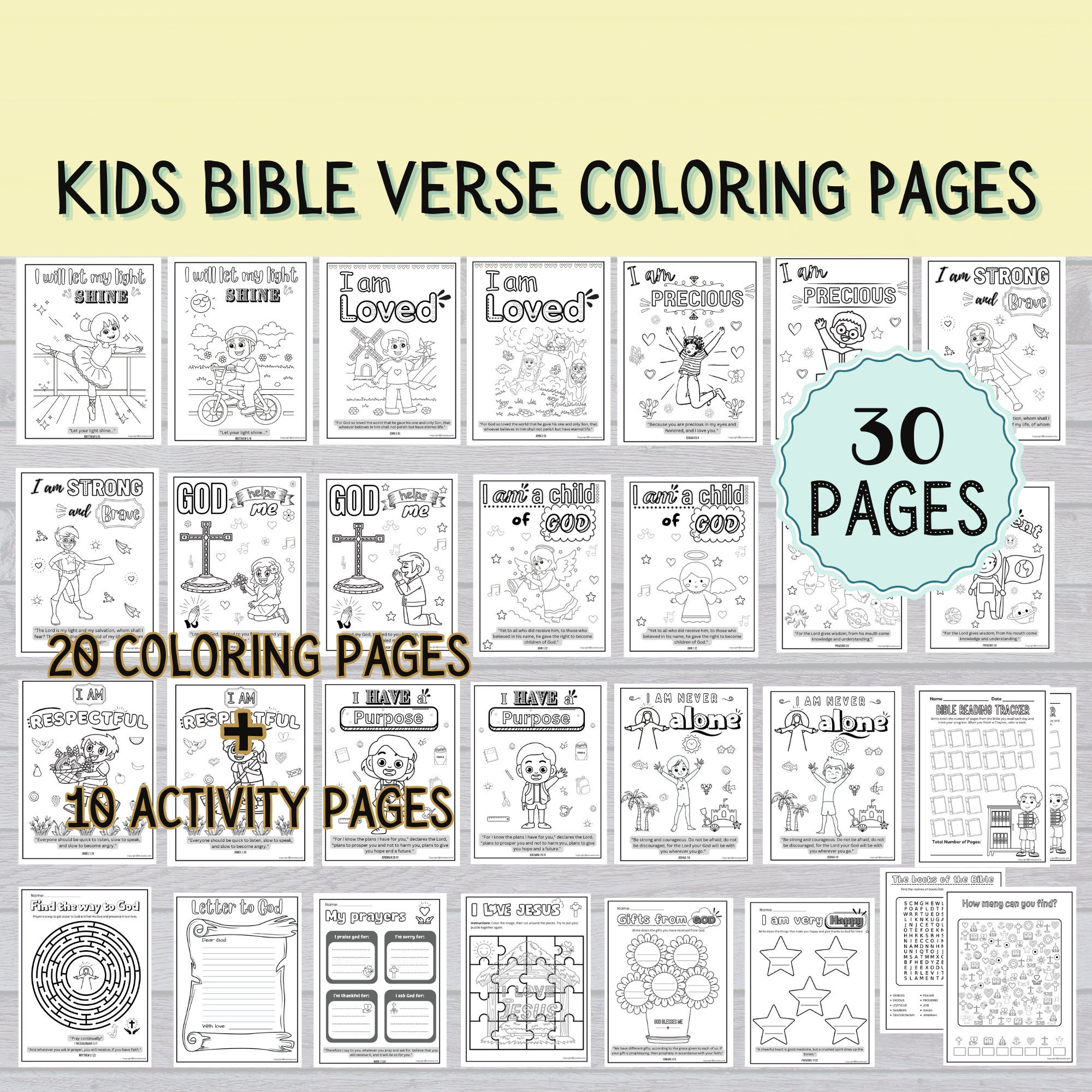 30 Bible Verse Coloring Pages Christian Kids Coloring Pages Children's ...