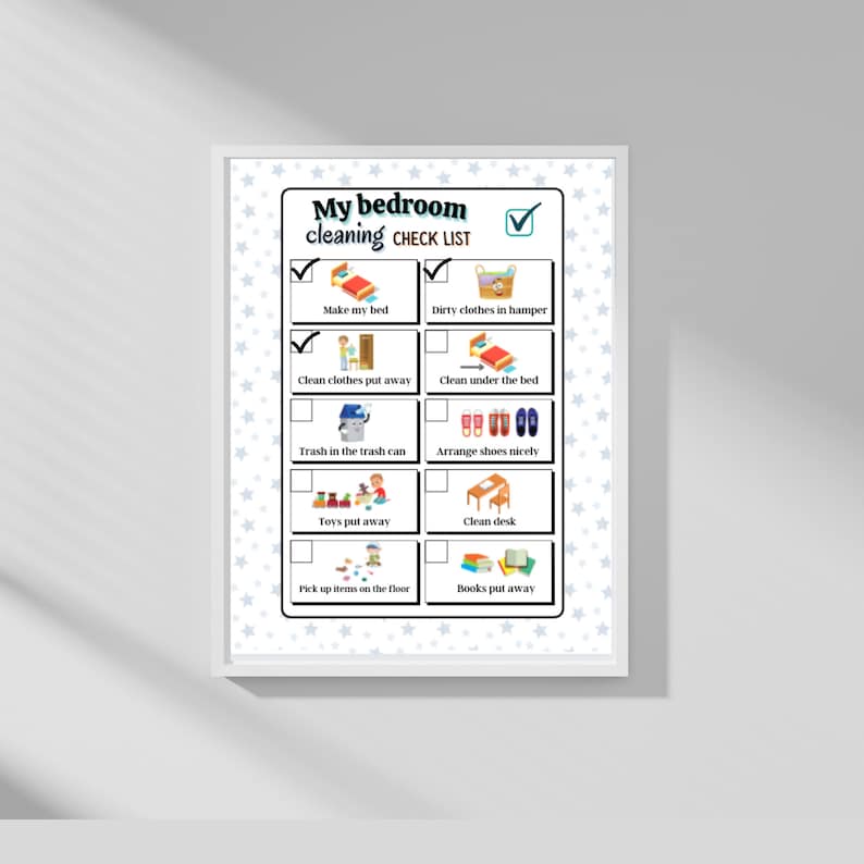 Bedroom Cleaning Checklist for Kids, Kids Clean Room Checklist - Etsy