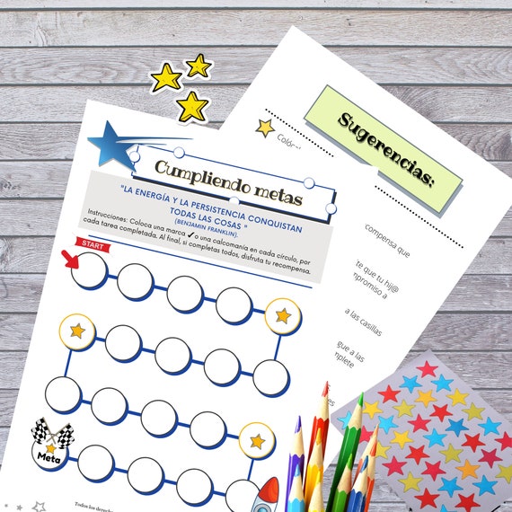 Spanish Goal Chart Kids Printable Rewards Chart Setting - Etsy