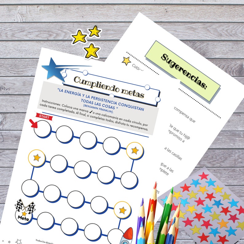 Spanish Goal Chart, Kids Printable Rewards Chart, Setting Goals ...