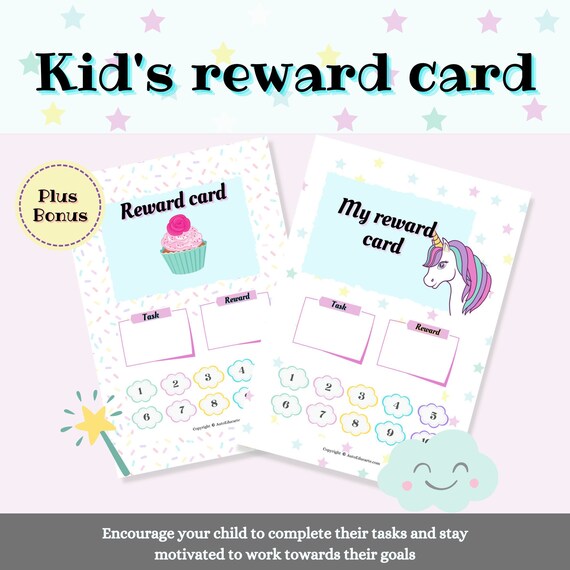 Kids Reward Card Reward Chart for Kids Responsibility | Etsy