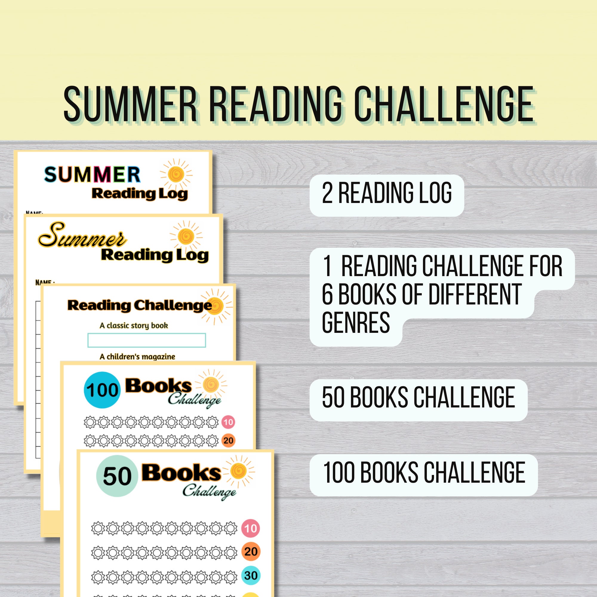 Summer Reading Log, Printable Book Tracker for Kids, Reading Challenge ...