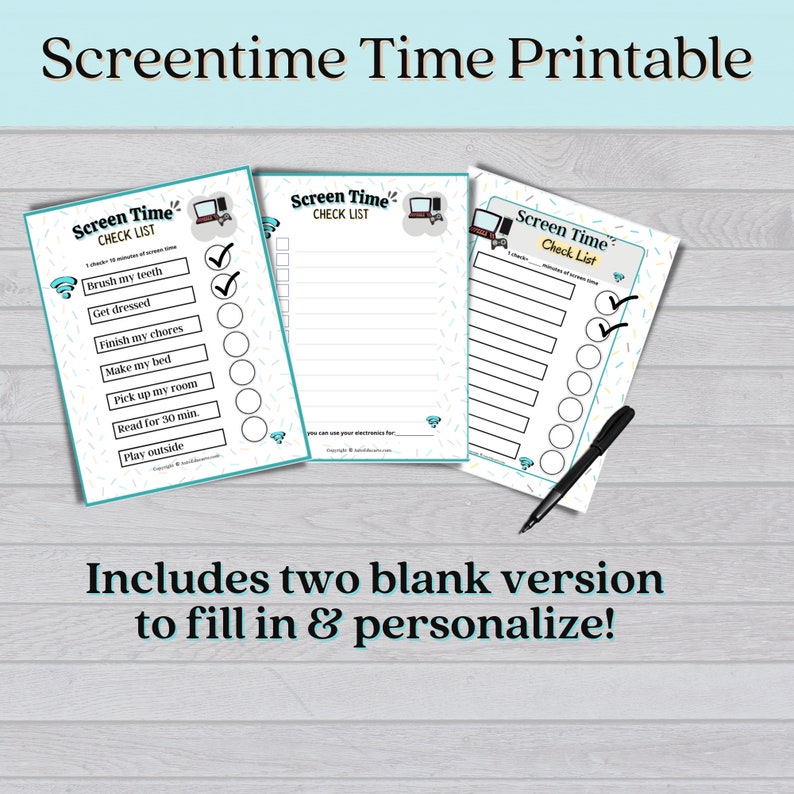 Screentime Rules Printable for Kids, Screentime Reward Chart ...