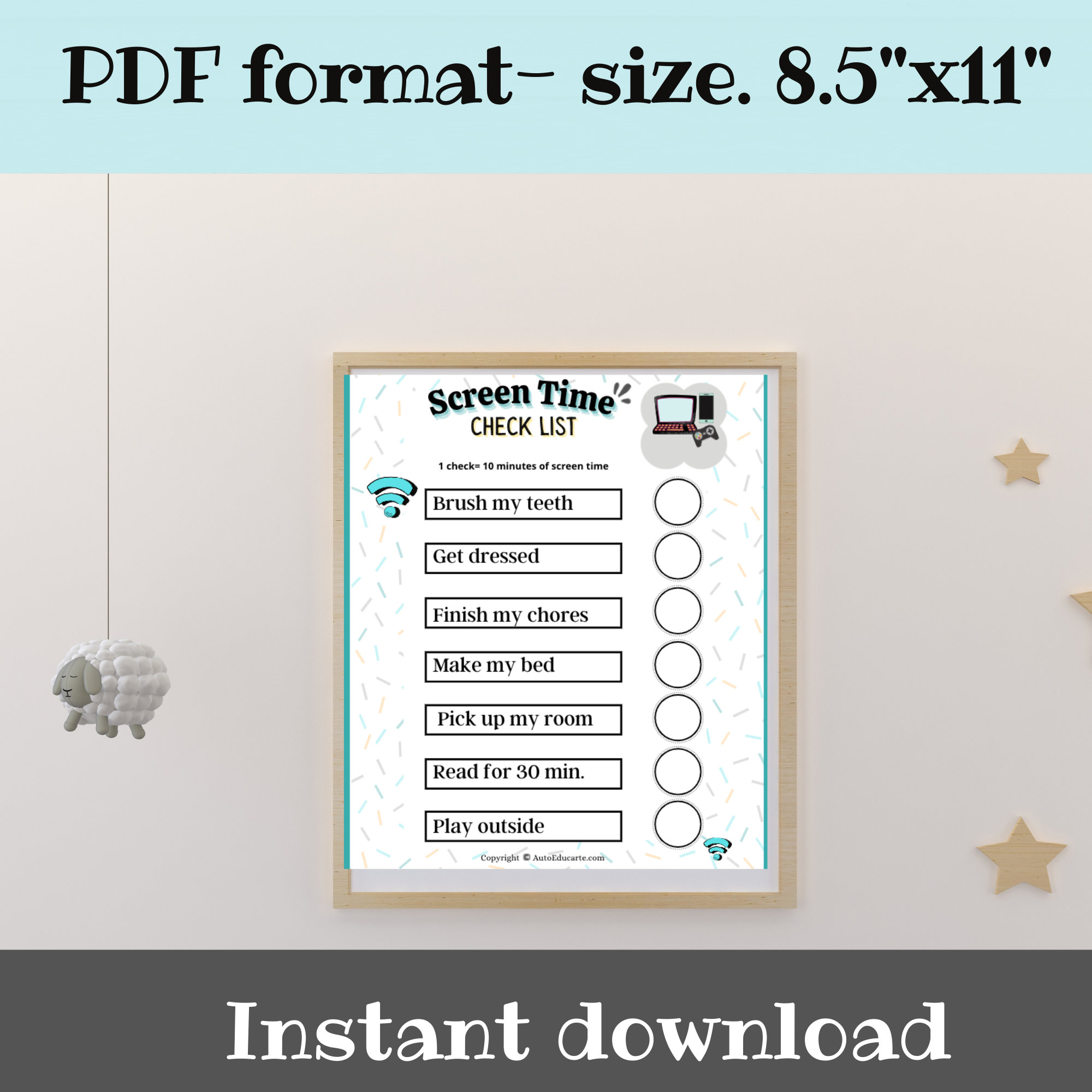 Screentime Rules Printable for Kids, Screentime Reward Chart ...