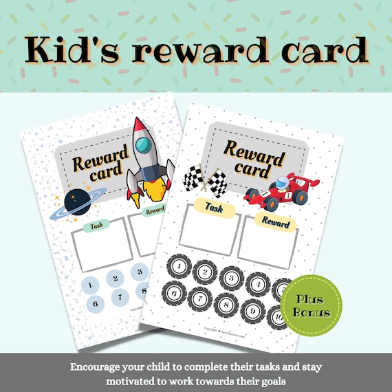 Kids Reward Card Reward Chart for Kids Responsibility Chart | Etsy