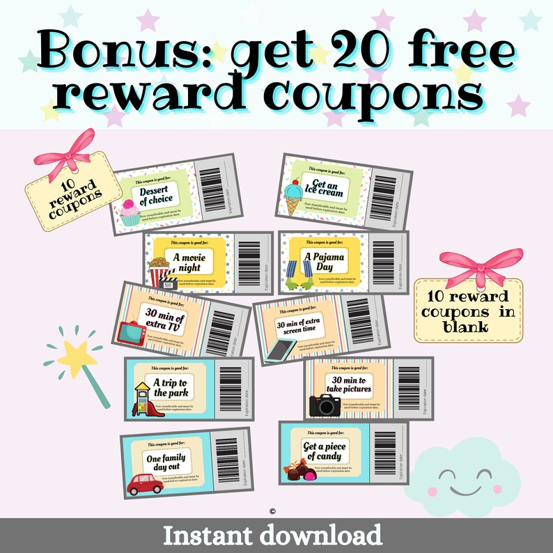 Kids Reward Card, Reward Chart for Kids, Responsibility Chart ...