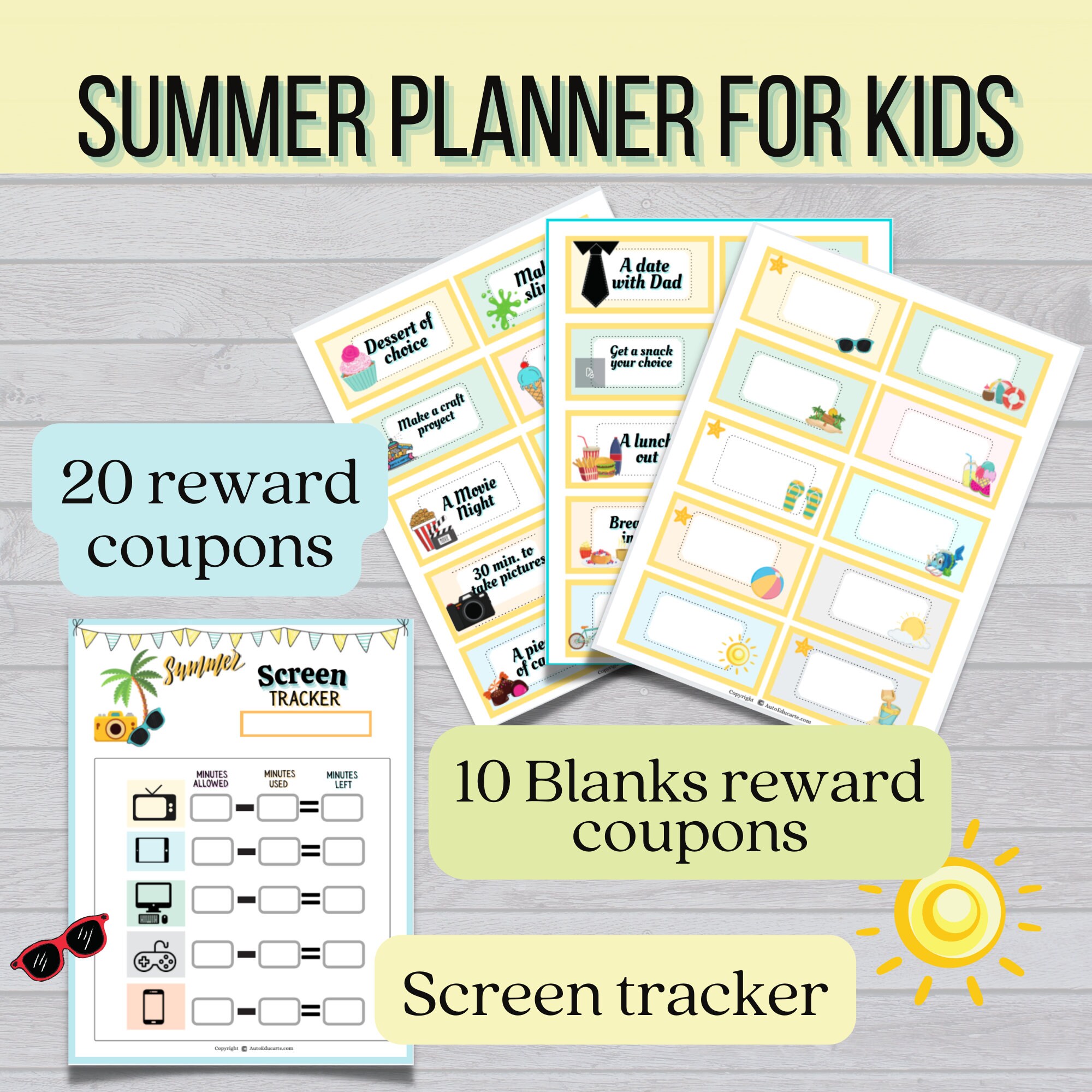 Printable Summer Activity Planner | Summer Calendar | Summer Activities ...