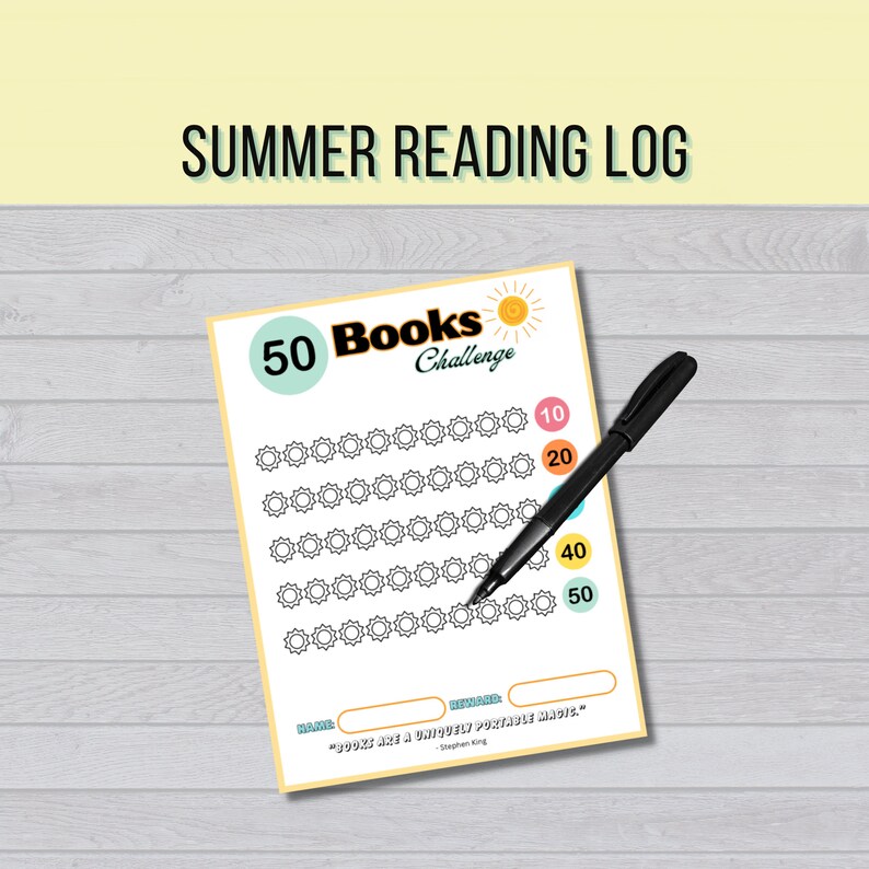 Summer Reading Log, Printable Book Tracker for Kids, Reading Challenge ...