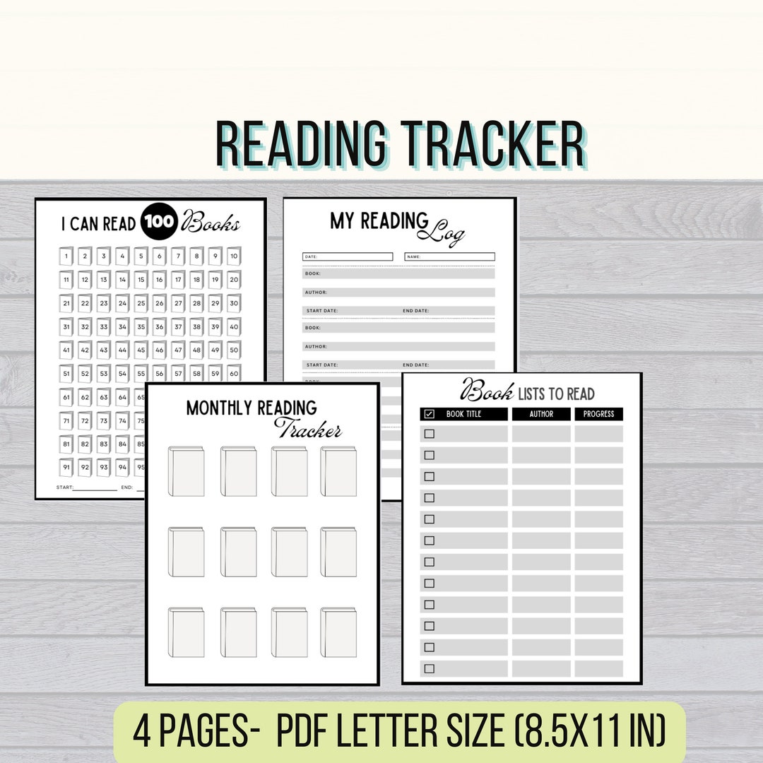 Reading Tracker (DOWNLOAD), Reading Challenge, 100 Book Challenge ...