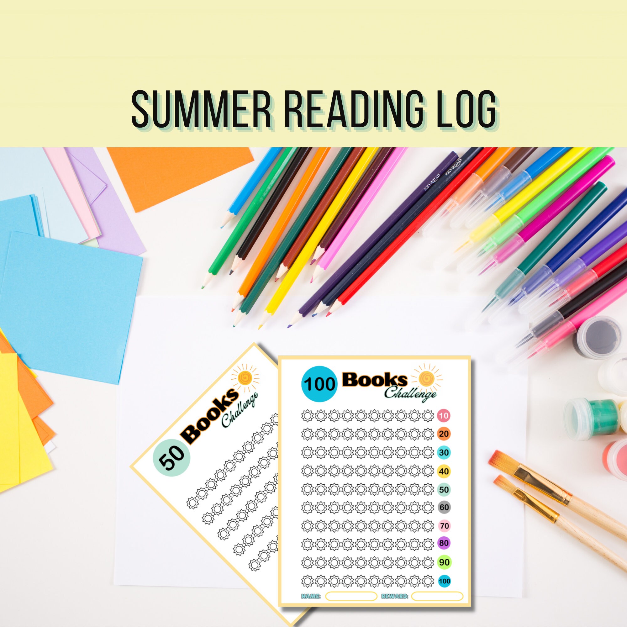Summer Reading Log, Printable Book Tracker for Kids, Reading Challenge ...