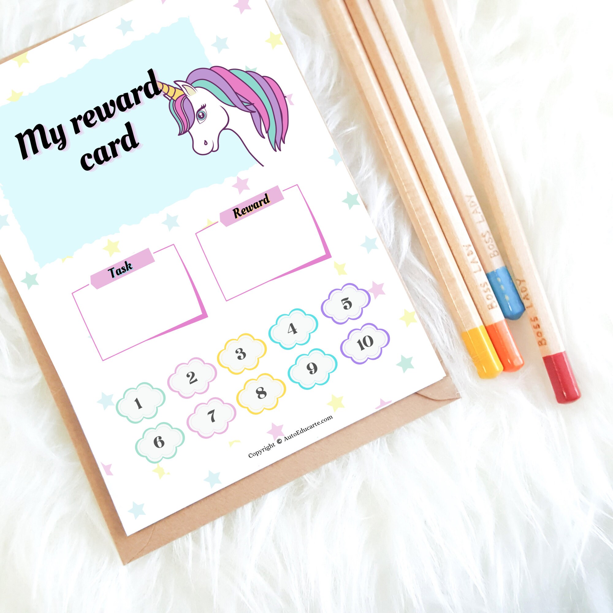 Kids Reward Card, Reward Chart for Kids, Responsibility Chart ...