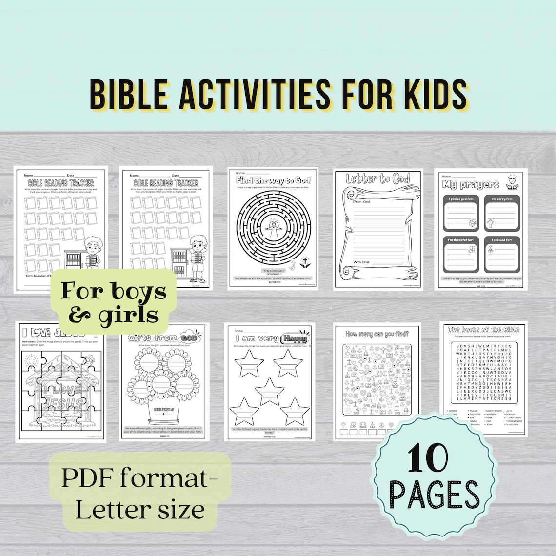 Bible Printables Activities for Kids, Fun Sunday School Activities for ...
