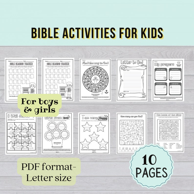 Bible Printables Activities for Kids, Fun Sunday School Activities for ...