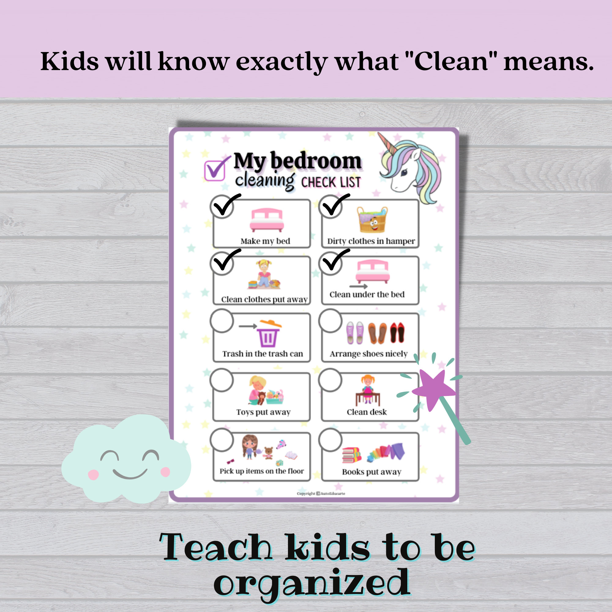 Bedroom Cleaning Checklist for Kids - Etsy