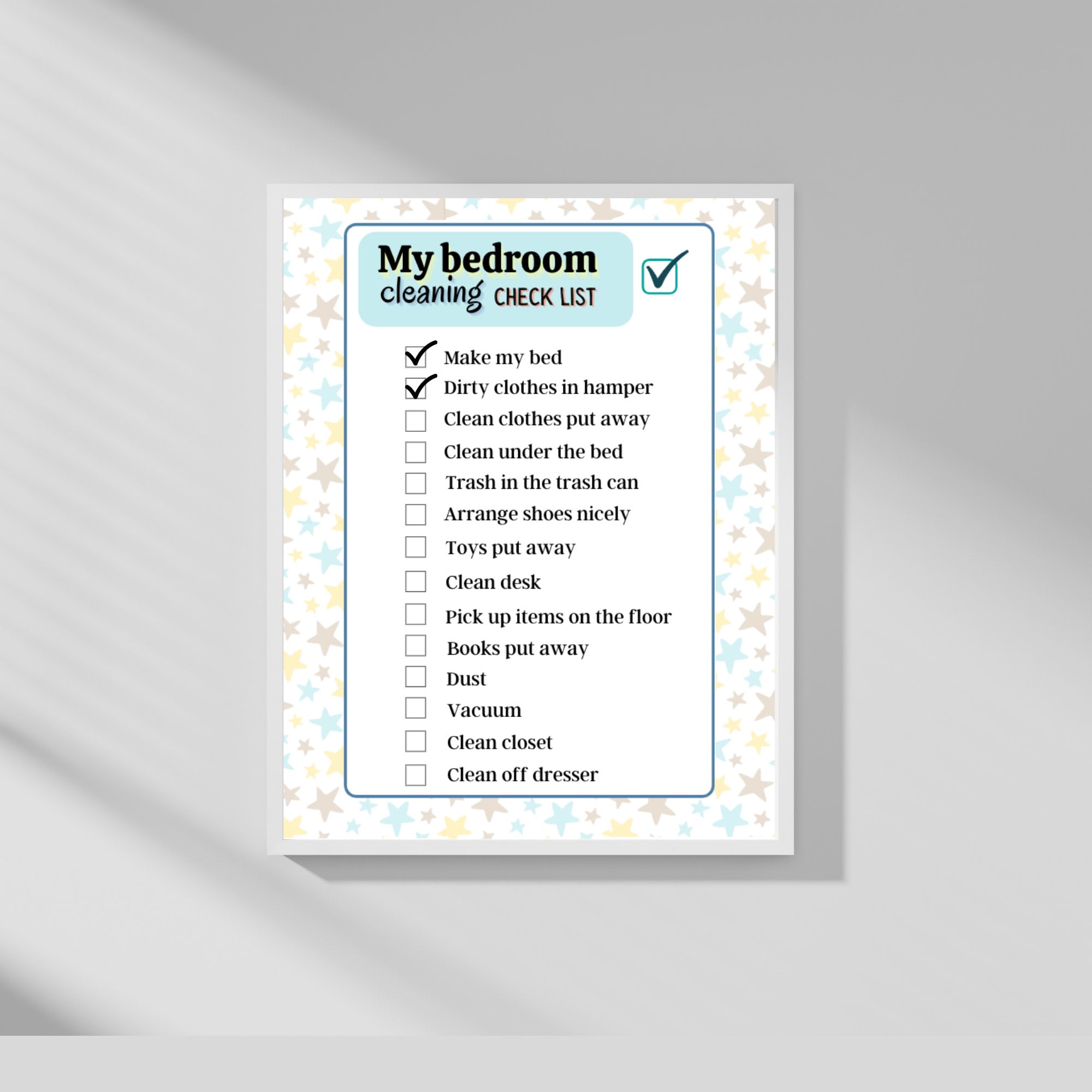 Kids Clean Room Checklist | Bedroom Cleaning Checklist for Big Kids - Etsy