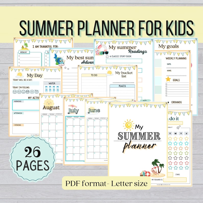 Printable Summer Activity Planner | Summer Calendar | Summer Activities ...