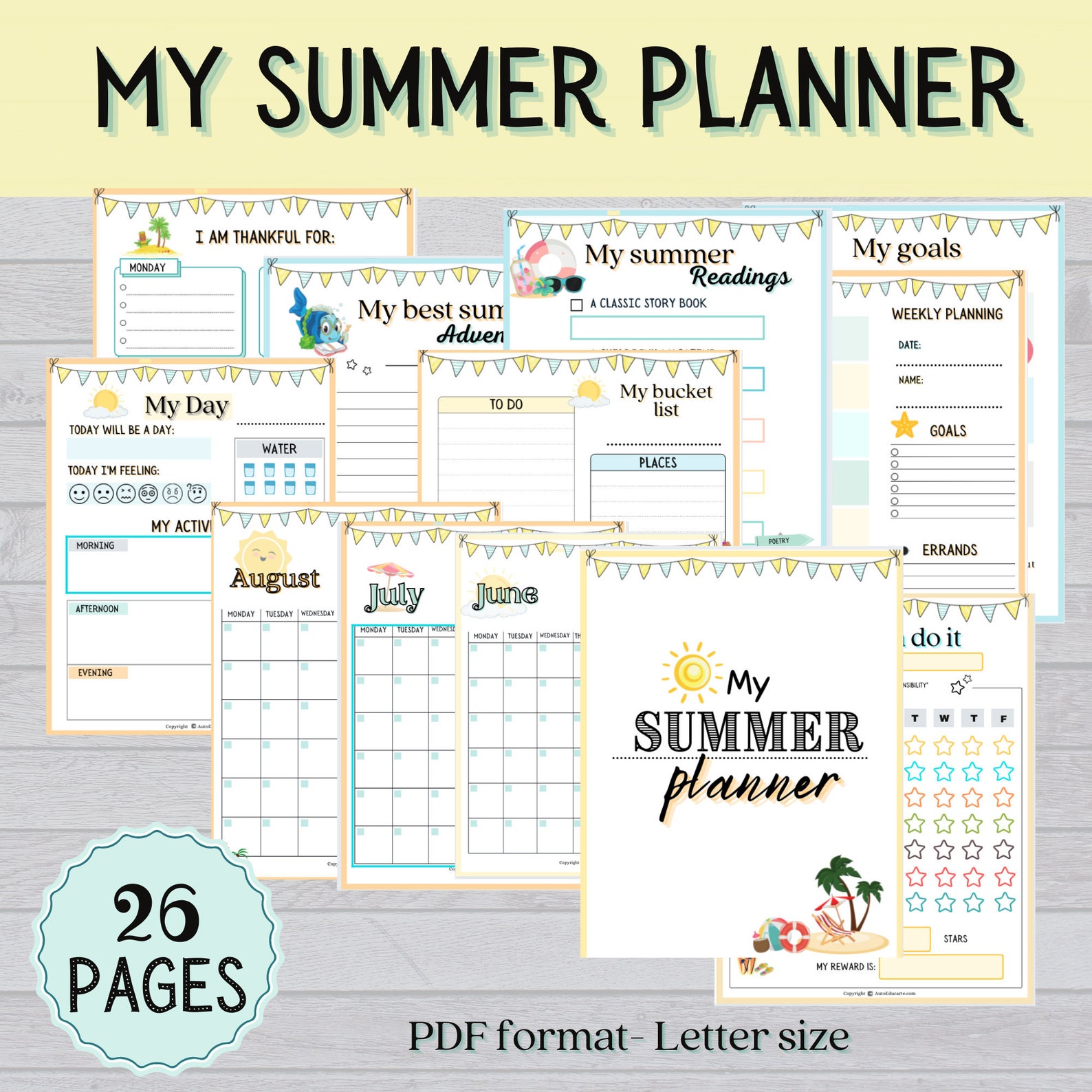 Printable Summer Activity Planner Summer Calendar Summer | Etsy