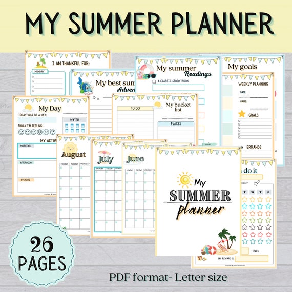 Printable Summer Activity Planner Summer Calendar Summer | Etsy