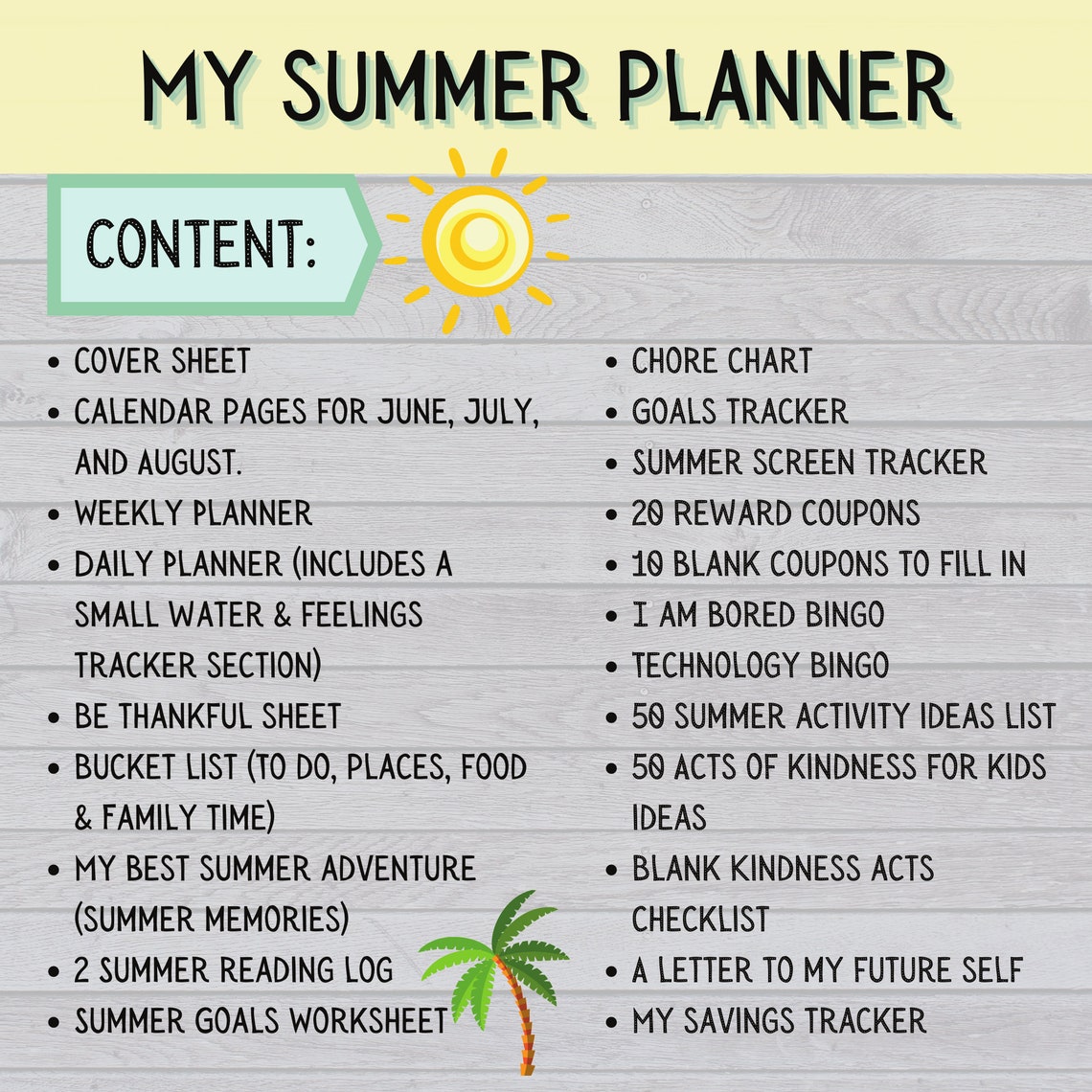 Printable Summer Activity Planner | Summer Calendar | Summer Activities ...
