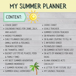 Printable Summer Activity Planner | Summer Calendar | Summer Activities ...