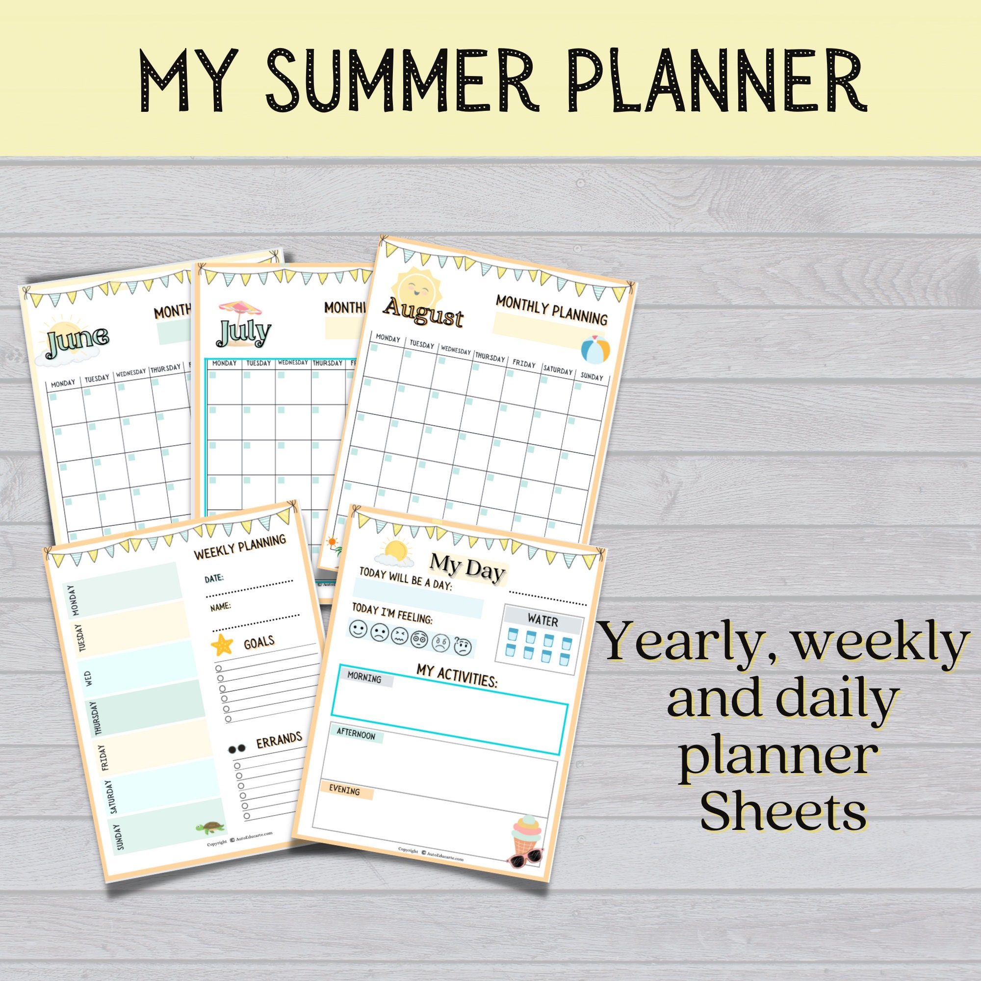 Printable Summer Activity Planner Summer Calendar Summer | Etsy