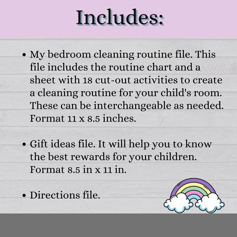 Bedroom Cleaning Chart for Kids - Unicorn Cleaning Routine - Pink ...