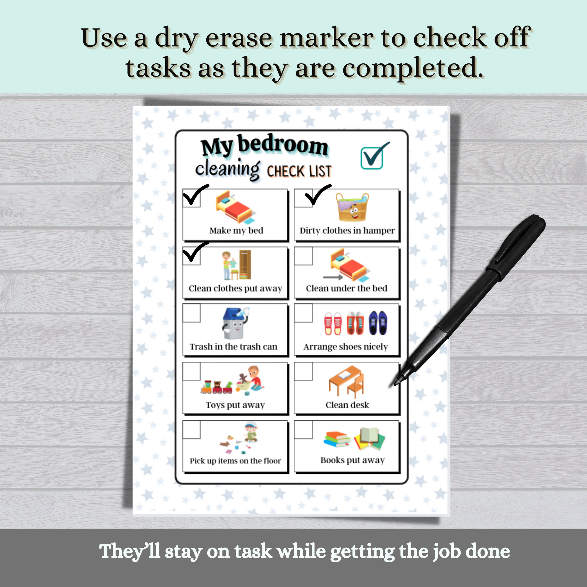 Bedroom Cleaning Checklist for Kids Kids Clean Room Checklist - Etsy UK