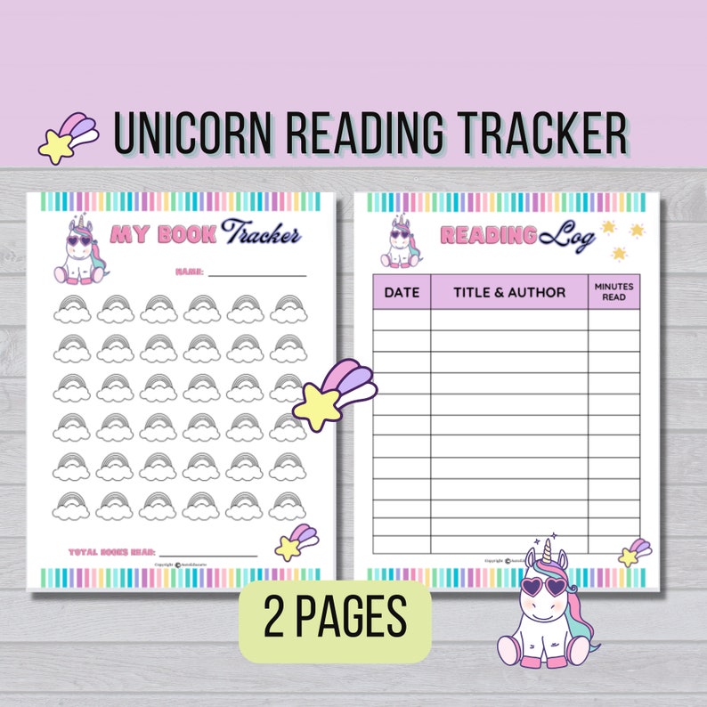 Unicorn Reading Log, Kids Reading Log, Summer Reading Tracker, Book ...
