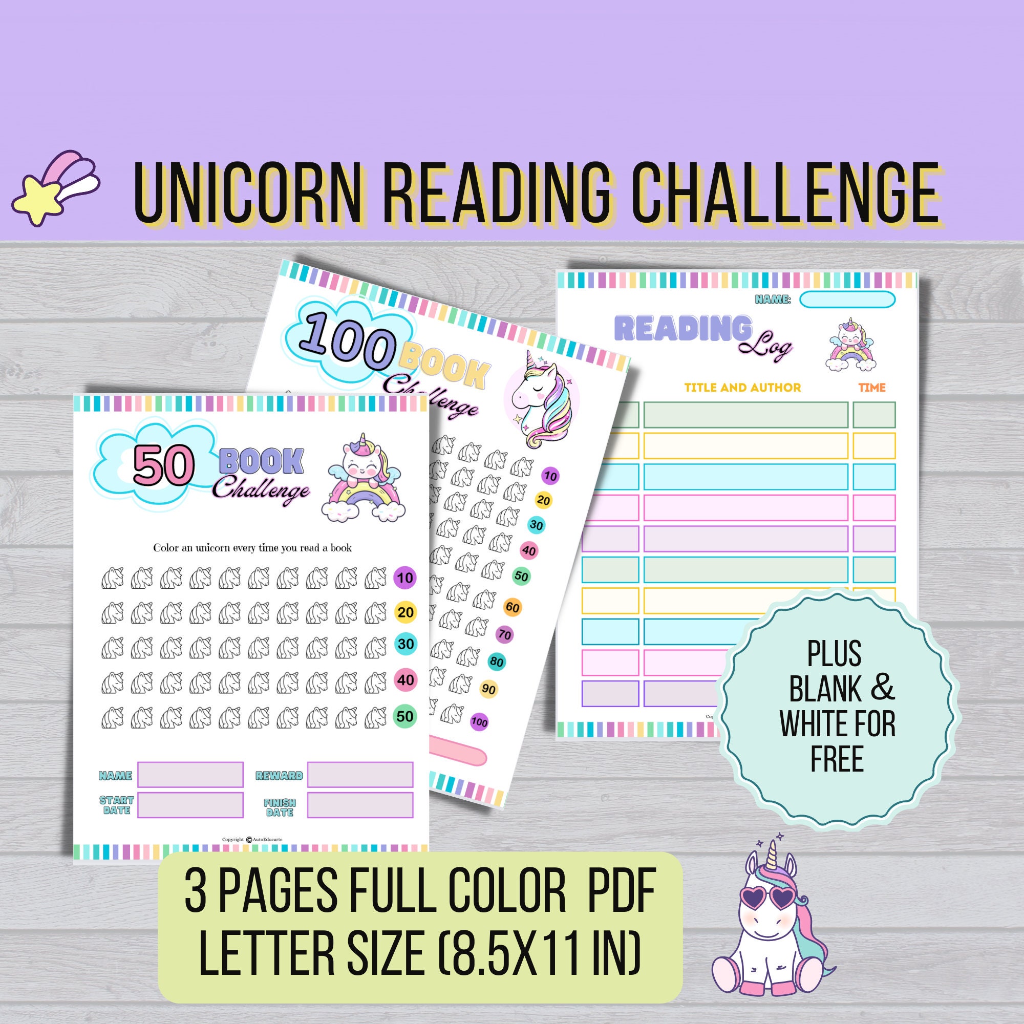 Unicorn Reading Log, Kids Reading Log, Summer Reading Tracker, Book ...
