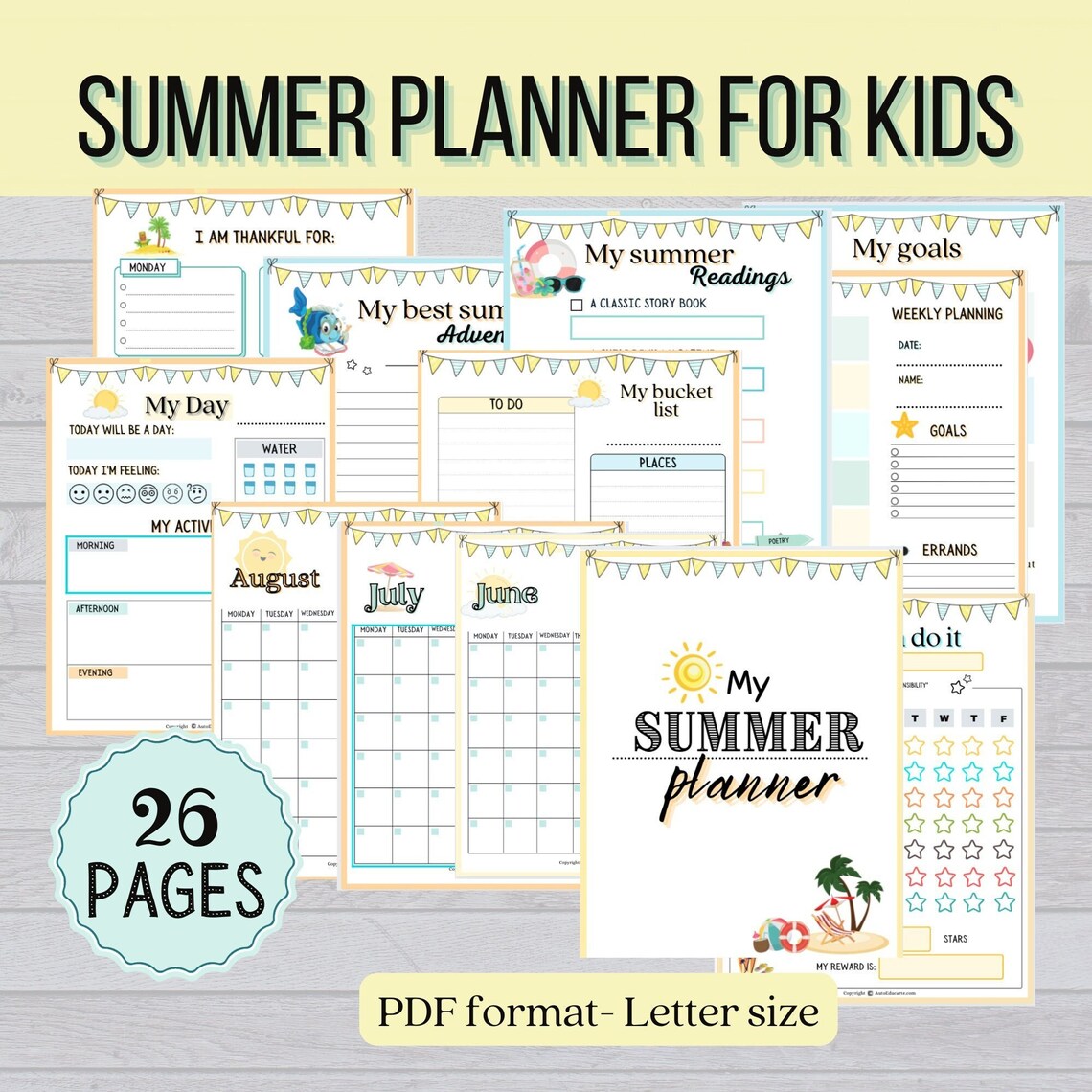 Printable Summer Activity Planner | Summer Calendar | Summer Activities ...