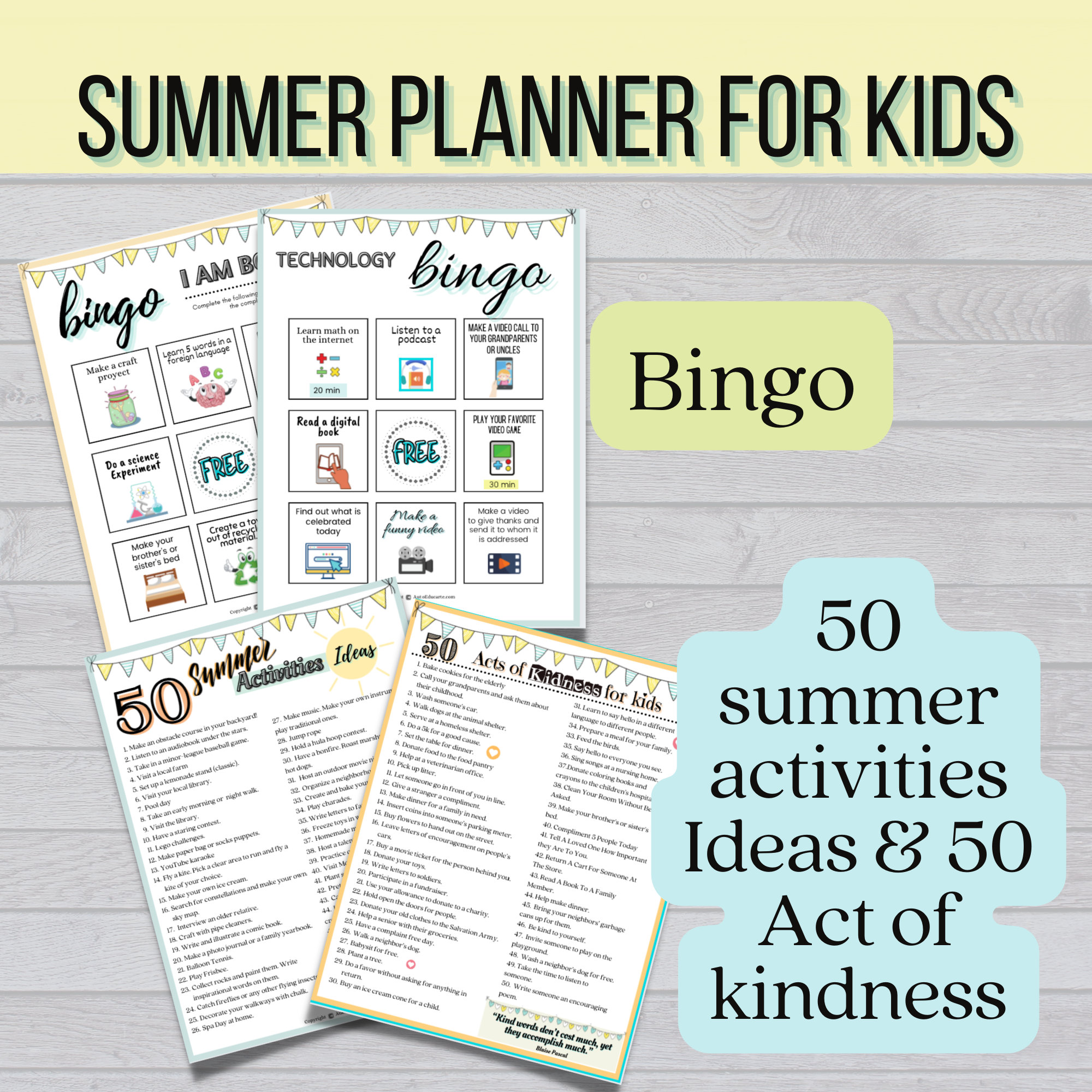 Printable Summer Activity Planner | Summer Calendar | Summer Activities ...
