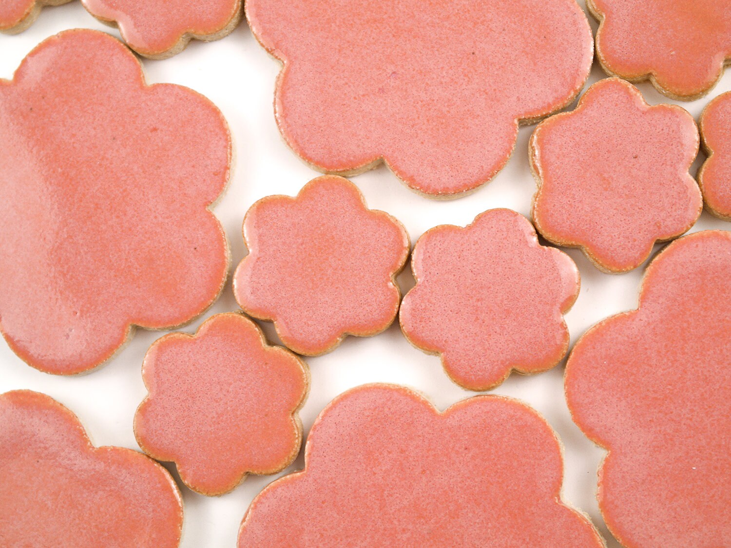 Sunset Pink Warhol Flowers Handmade Ceramic Tiles for Mosaic - Etsy