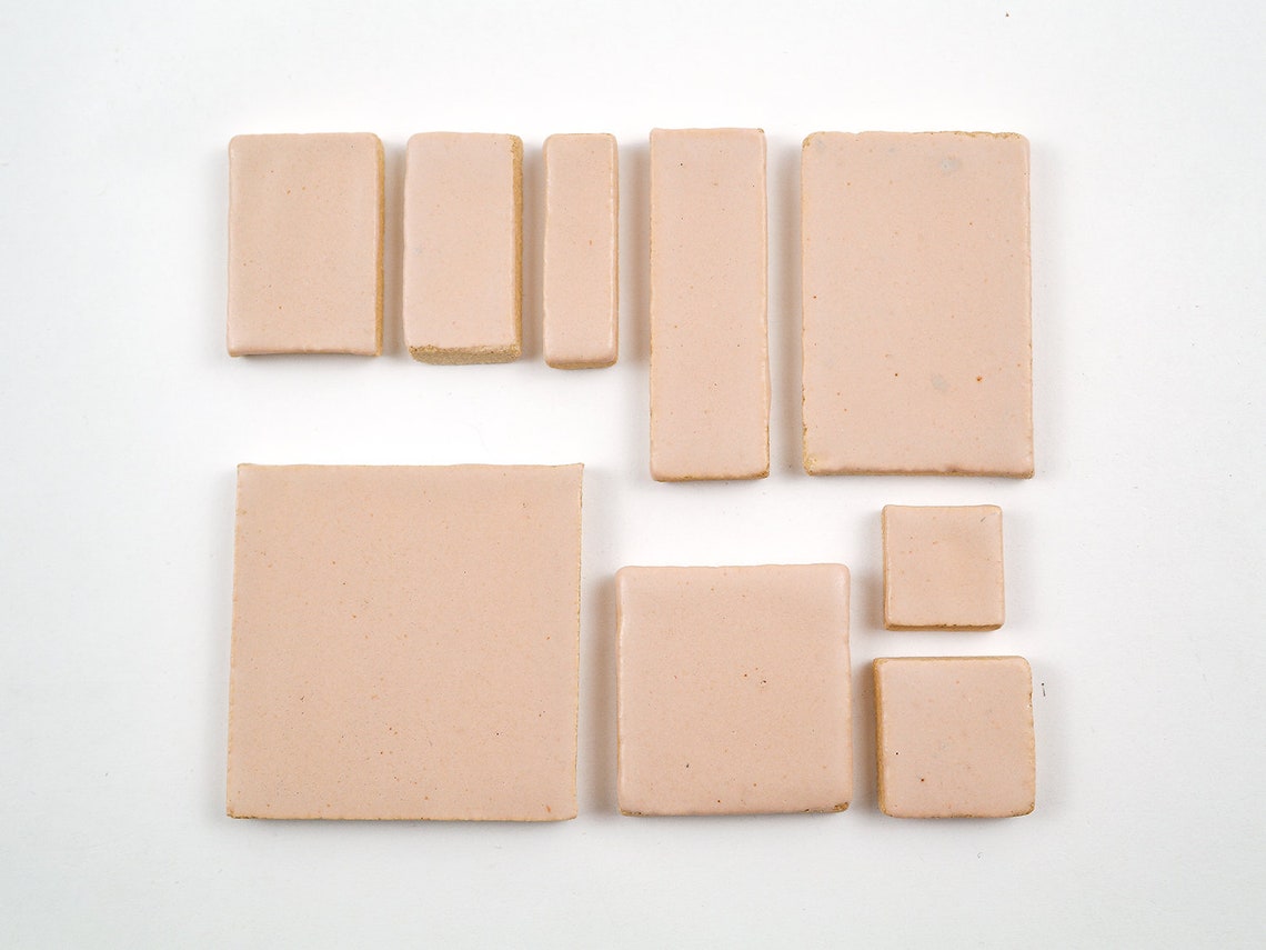 Peach Rectangles Handmade Ceramic Tiles for Mosaic Design. - Etsy