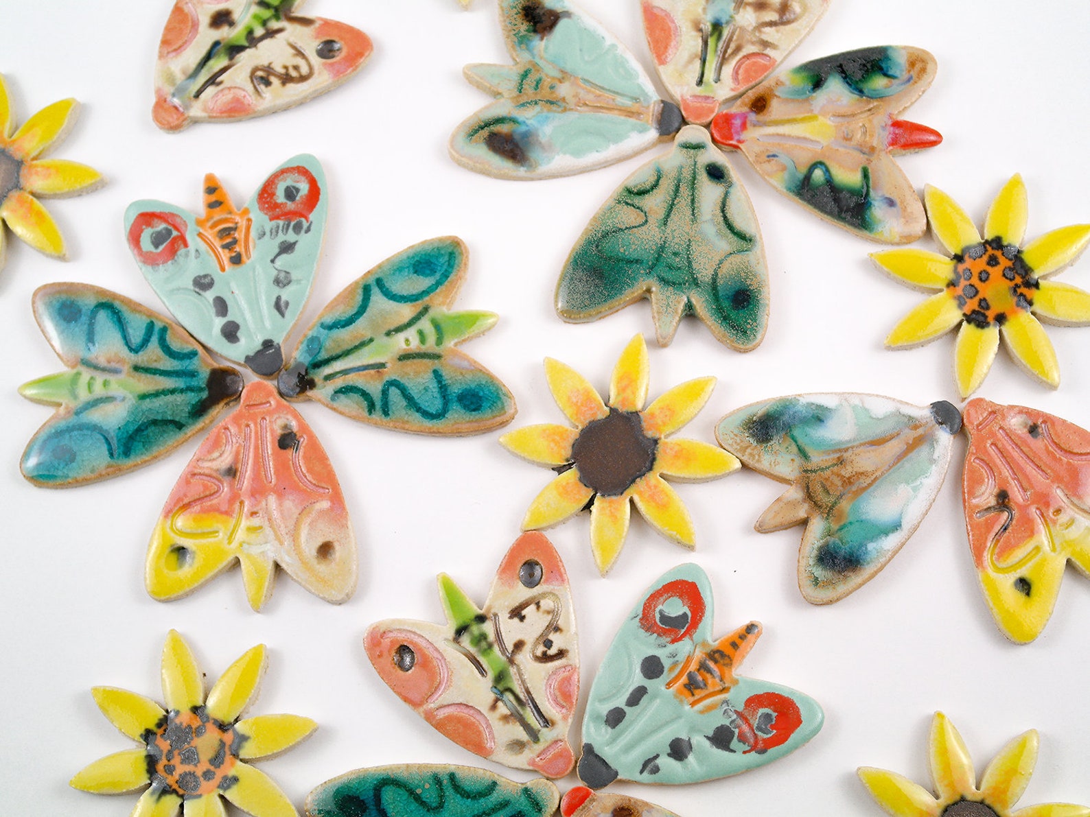 Catie's Ring of Fire Fireflies Handmade Ceramic Tiles for Mosaic Design ...